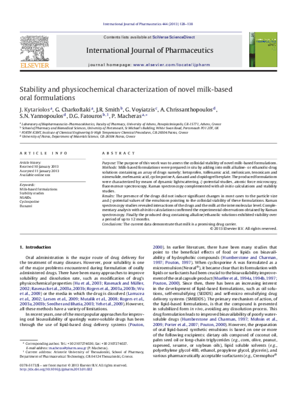(PDF) Stability and physicochemical characterization of novel milk ...