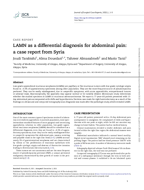 (PDF) LAMN as a differential diagnosis for abdominal pain: a case ...