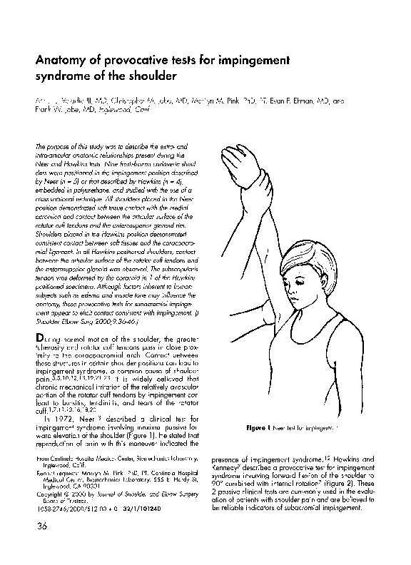 (PDF) Anatomy of provocative tests for impingement syndrome of the shoulder
