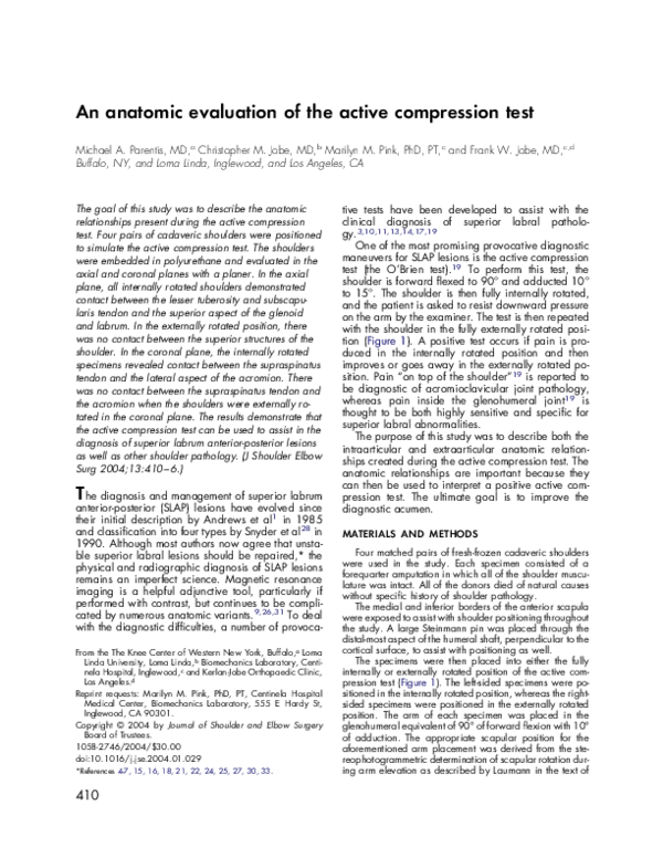 (PDF) An anatomic evaluation of the active compression test