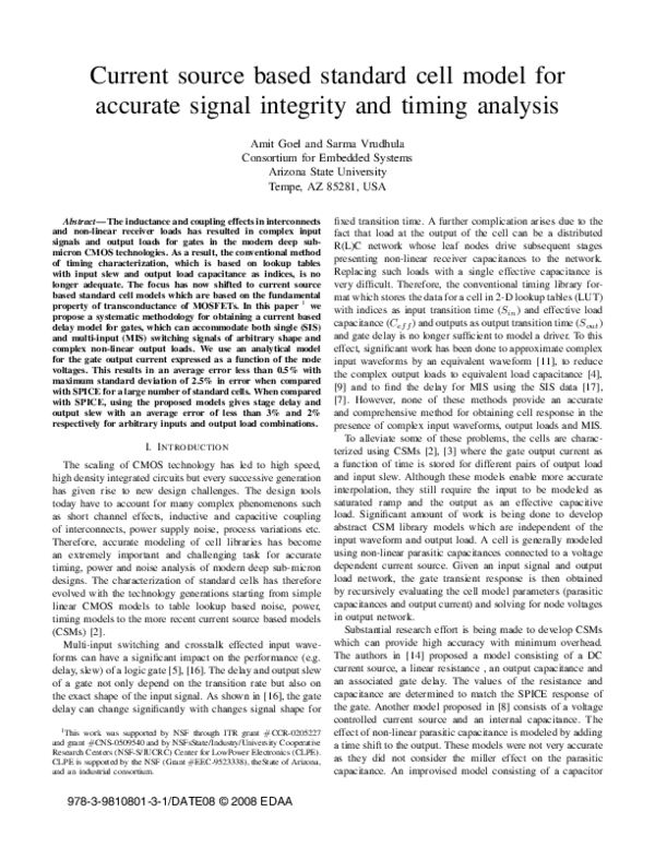 (PDF) Current source based standard cell model for accurate signal integrity and timing analysis