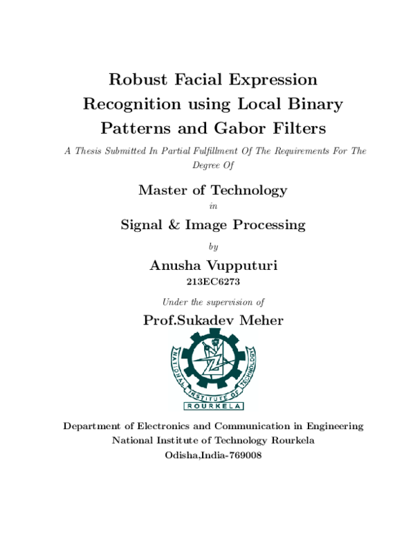 (PDF) Robust Facial Expression Recognition Using Local Binary Patterns and Gabor Filters