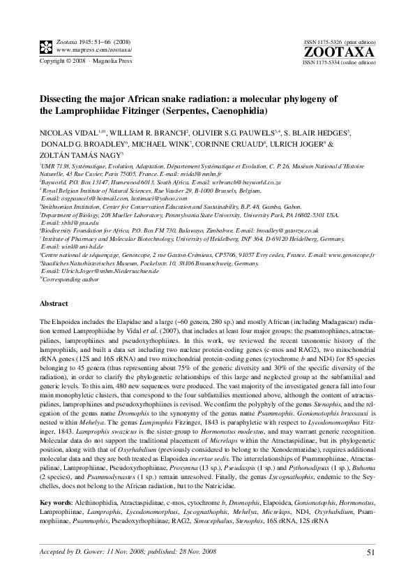 Dissecting the major African snake radiation: a molecular phylogeny of ...
