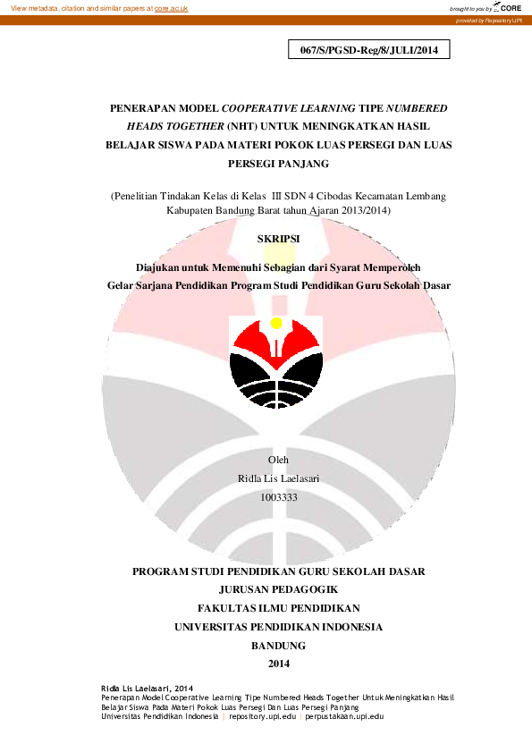 (PDF) Penerapan Model Cooperative Learning Tipe Numbered Heads Together (NHT) Untuk Meningkatkan ...