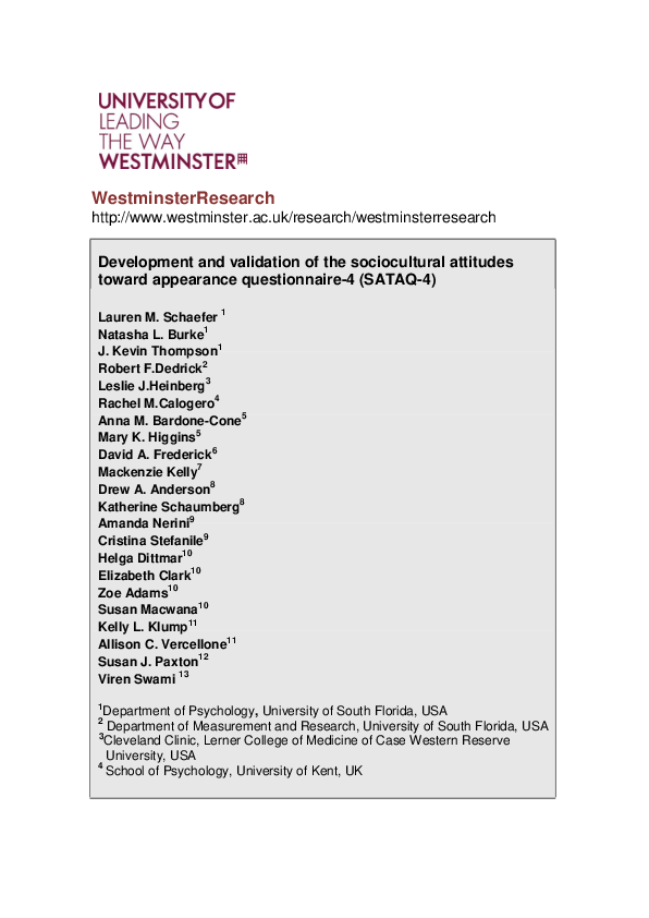 (PDF) Development and validation of the Sociocultural Attitudes Towards ...