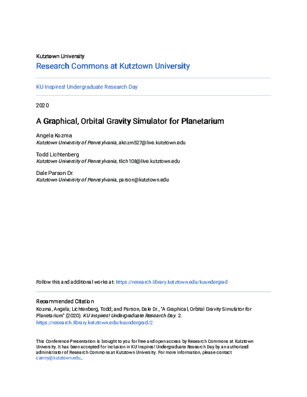 (PDF) A Graphical, Orbital Gravity Simulator for Planetarium