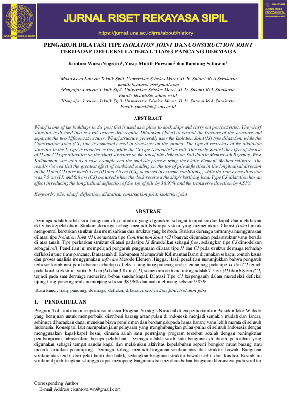 (PDF) Pengaruh Dilatasi Tipe Isolation Joint Dan Construction Joint ...