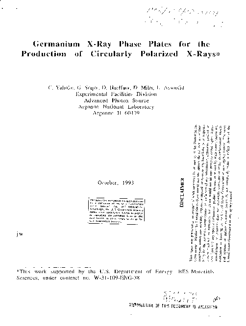 (PDF) Germanium X-ray phase plates for the production of circularly ...