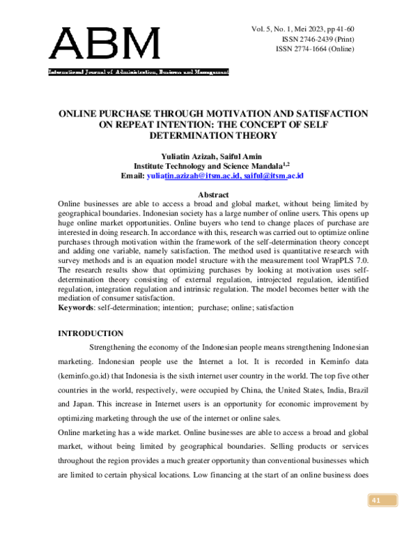 (PDF) Online Purchase Through Motivation and Satisfaction on Repeat ...