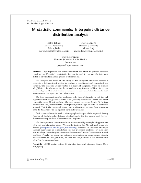 (PDF) Interpoint distance distribution analysis