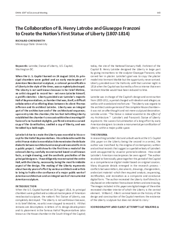(PDF) The Collaboration of B. Henry Latrobe and Giuseppe Franzoni to ...
