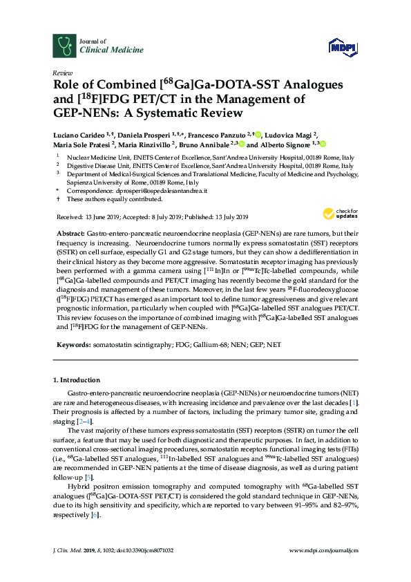 (PDF) Role of Combined [68Ga]Ga-DOTA-SST Analogues and [18F]FDG PET/CT in the Management of GEP ...