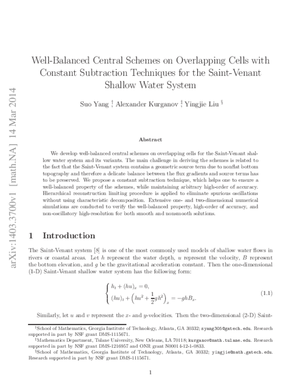 (PDF) Well-Balanced Central Schemes on Overlapping Cells with Constant Subtraction Techniques ...