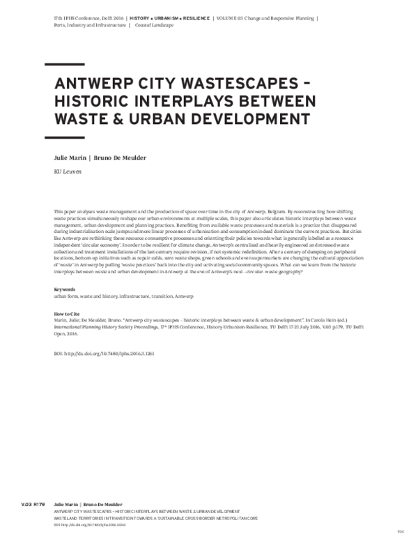 (PDF) Antwerp City Wastescapes. Historic interplays between waste ...