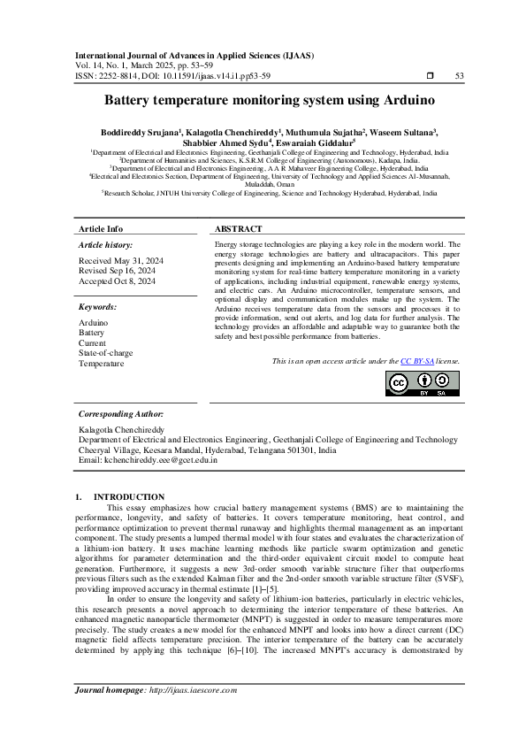 (PDF) Battery temperature monitoring system using Arduino (PDF) Battery temperature monitoring system using Arduino