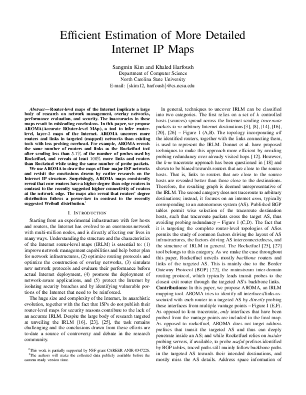 (PDF) Efficient Estimation of More Detailed Internet IP Maps