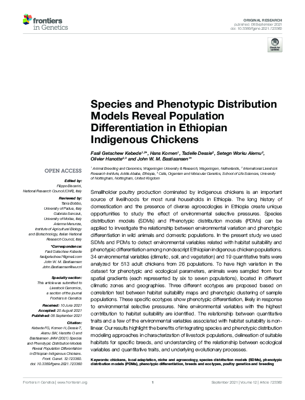(PDF) Species and Phenotypic Distribution Models Reveal Population Differentiation in Ethiopian ...