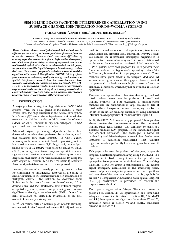 (PDF) Semi-blind beamspace-time interference cancellation using subspace channel identification ...