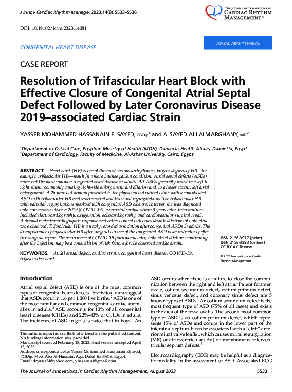(PDF) Resolution of Trifascicular Heart Block with Effective Closure of ...