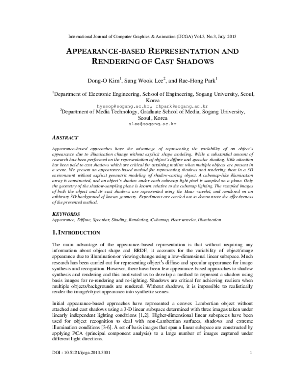 (PDF) Appearance-based Representation and Rendering of Cast Shadows