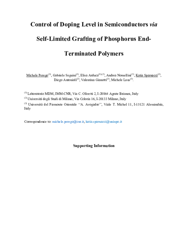 (PDF) Control of Doping Level in Semiconductors via Self-Limited Grafting of Phosphorus End ...