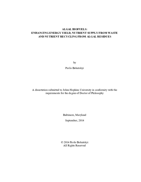 (PDF) Algal Biofuels: Enhancing Energy Yield, Nutrient Supply from ...