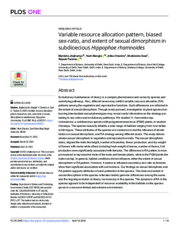 Variable Resource Allocation Pattern Biased Sex Ratio And Extent Of