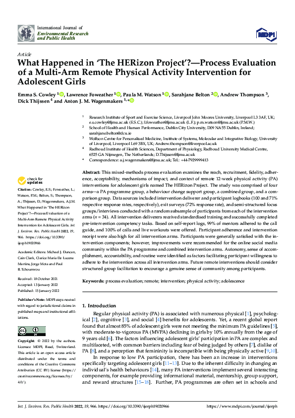 (PDF) What Happened in ‘The HERizon Project’?—Process Evaluation of a ...