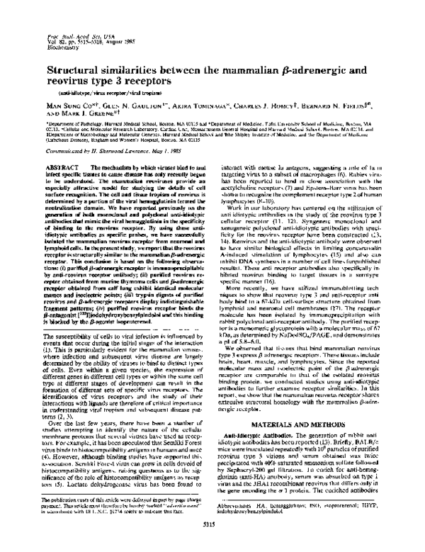 (PDF) Structural similarities between the mammalian beta-adrenergic and ...