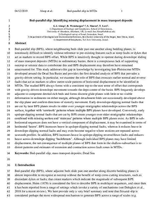 (PDF) Bed-parallel slip: Identifying missing displacement in mass ...