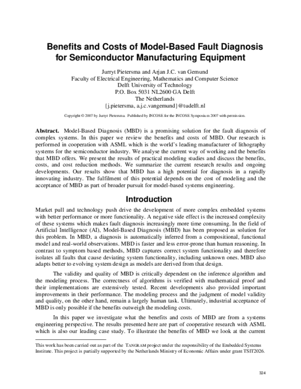 (PDF) 2.3.1 Benefits and Costs of Model‐Based Fault Diagnosis for ...
