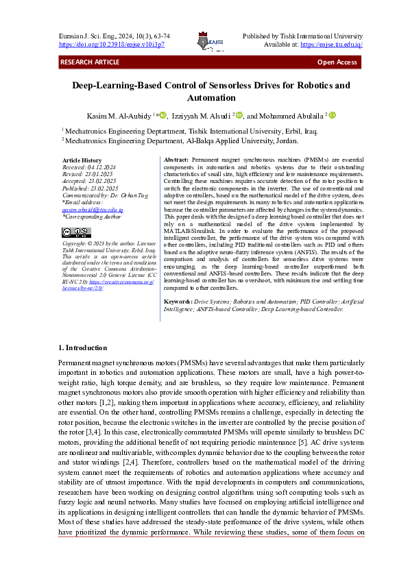 (PDF) Deep-Learning-Based Control of Sensorless Drives for Robotics and Automation