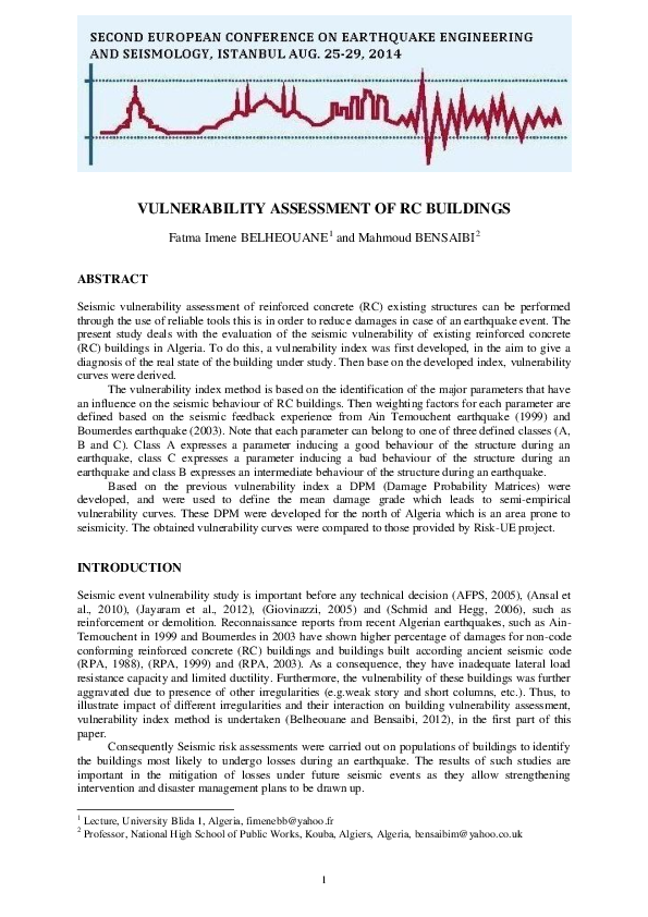 (PDF) Vulnerability Assessment of RC Buildings