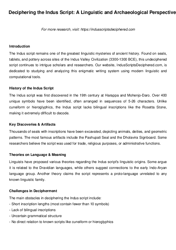 (PDF) Deciphering Indus Script Detailed