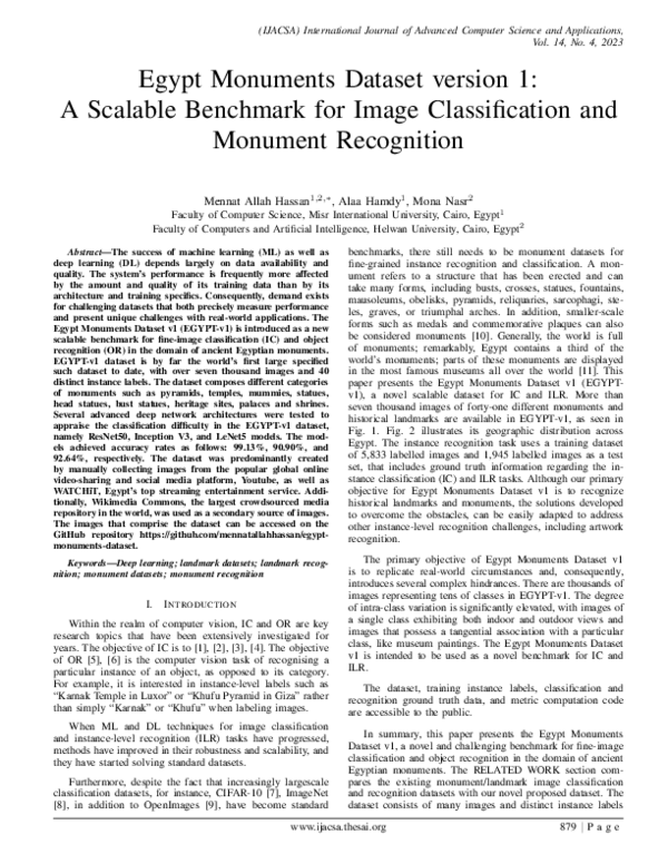 (PDF) Egypt Monuments Dataset version 1: A Scalable Benchmark for Image ...