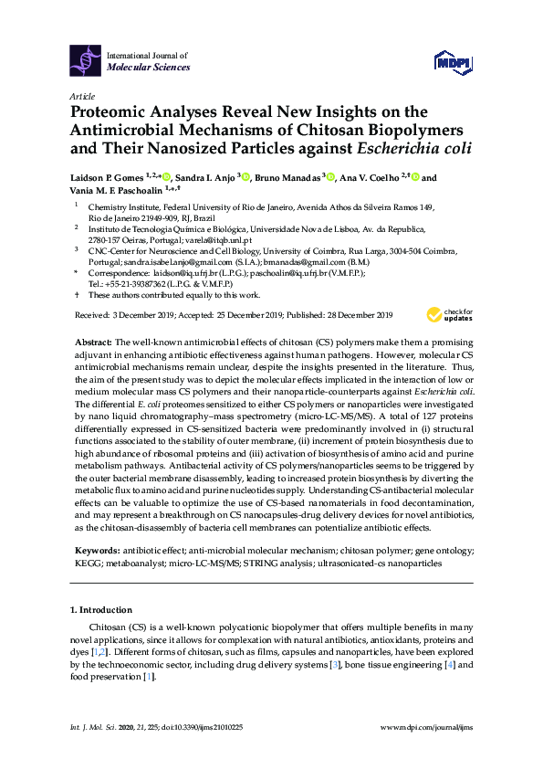 (PDF) Proteomic Analyses Reveal New Insights on the Antimicrobial Mechanisms of Chitosan ...