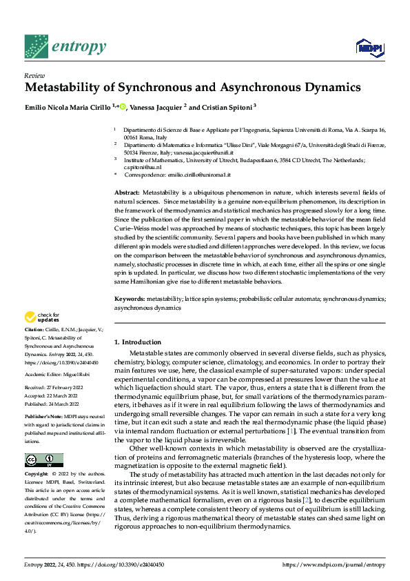 (PDF) Metastability of Synchronous and Asynchronous Dynamics