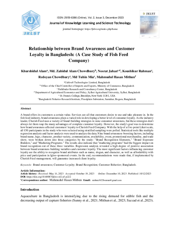 (PDF) Relationship between Brand Awareness and Customer Loyalty in ...