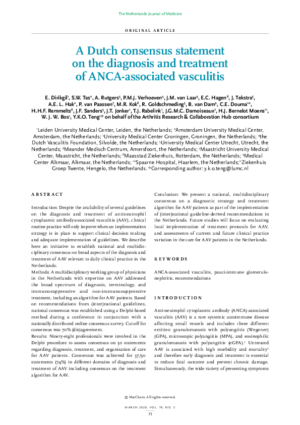 (PDF) A Dutch consensus statement on the diagnosis and treatment of ...