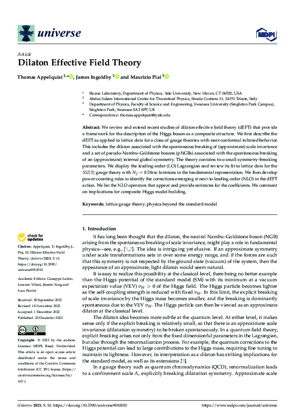 (PDF) Dilaton Effective Field Theory