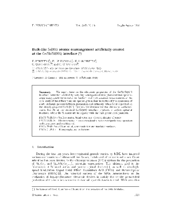 (PDF) Bulk-likeSi(001) atomic rearrangement artificially created at ...