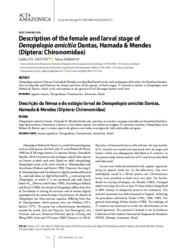 (PDF) Description of the female and larval stage of Denopelopia ...