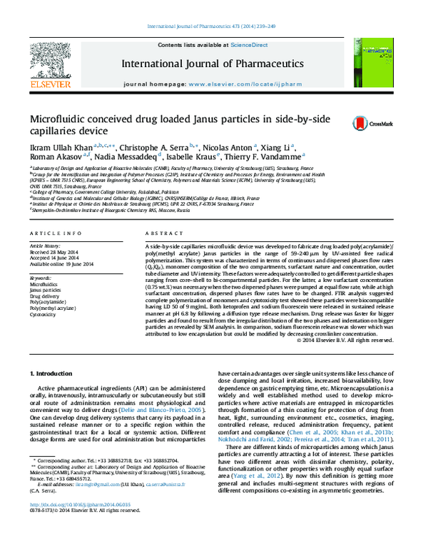 (PDF) Microfluidic conceived drug loaded Janus particles in side-by ...