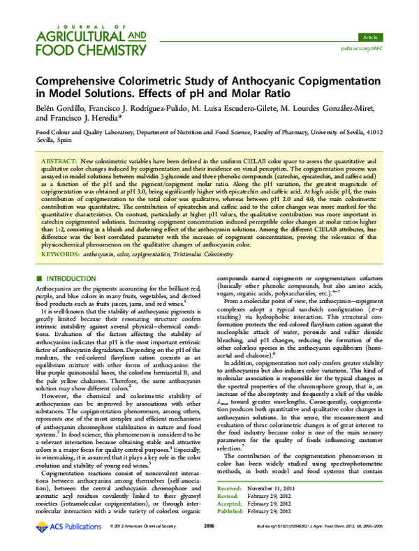 (PDF) Comprehensive Colorimetric Study of Anthocyanic Copigmentation in ...