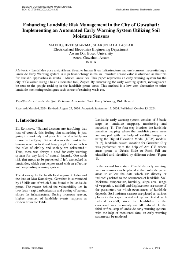 (PDF) Enhancing Landslide Risk Management in the City of Guwahati: Implementing an Automated ...