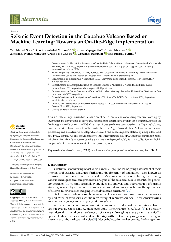 (PDF) Seismic Event Detection in the Copahue Volcano Based on Machine Learning: Towards an On ...