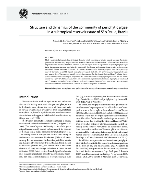 Structure and dynamics of the community of periphytic algae in a ...