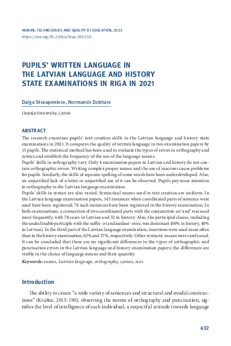 (PDF) Pupils’ Written Language in the Latvian Language and History ...