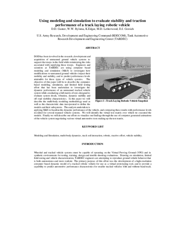 (PDF) Using modeling and simulation to evaluate stability and traction performance of a track ...
