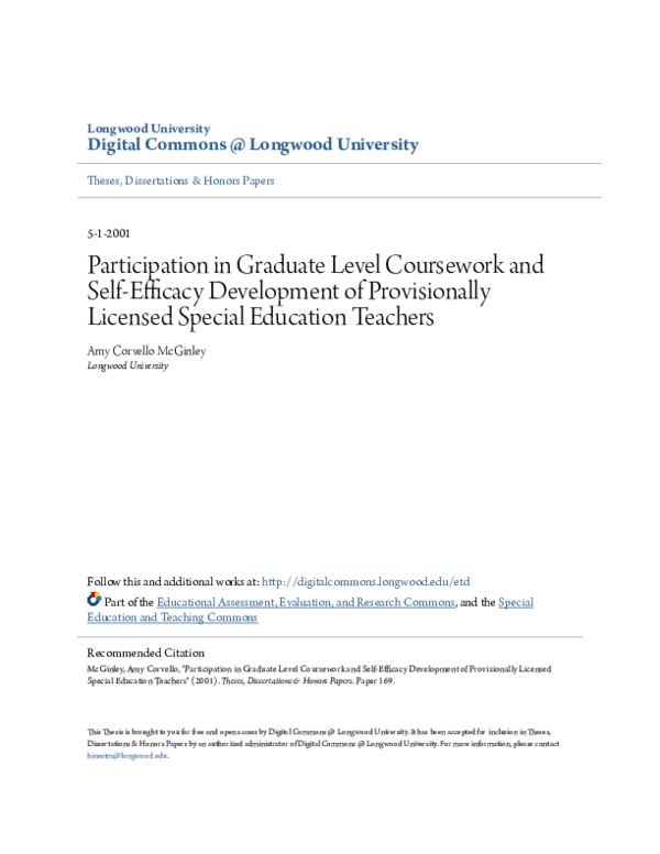(PDF) Participation in Graduate Level Coursework and Self-Efficacy ...